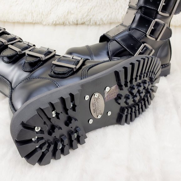 Demonia | Shoes | Leather Shin Guard Strap Mens Military Goth Biker ...